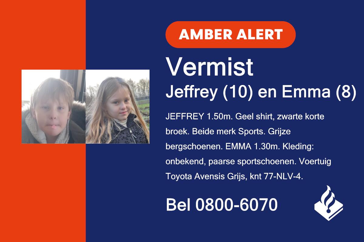 AMBER ALERT voor vermiste kinderen Jeffrey (10) en Emma (8) - 112 Nederland